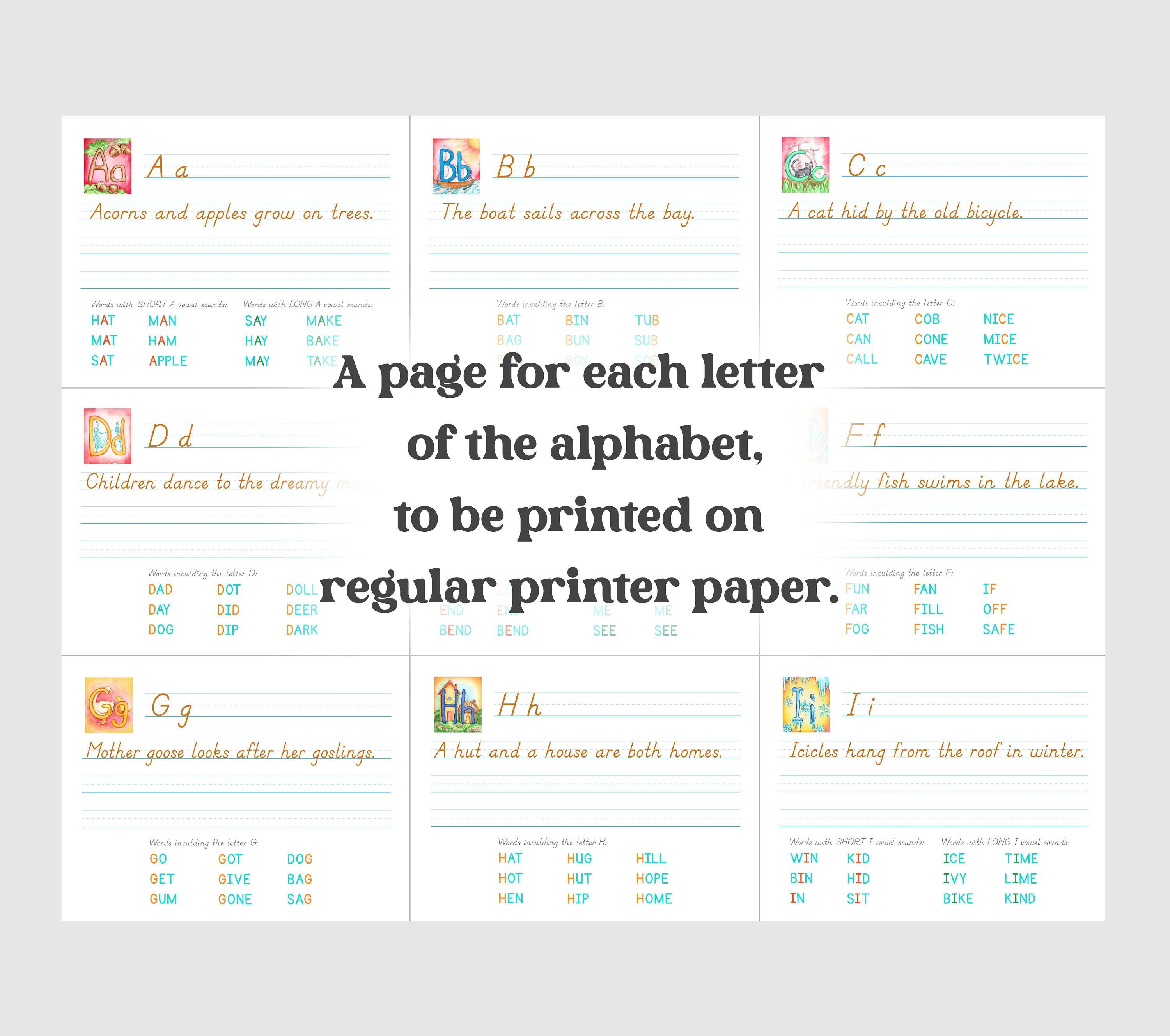 Reading & Writing Practice Pages / Alphabet / Waldorf / - Etsy