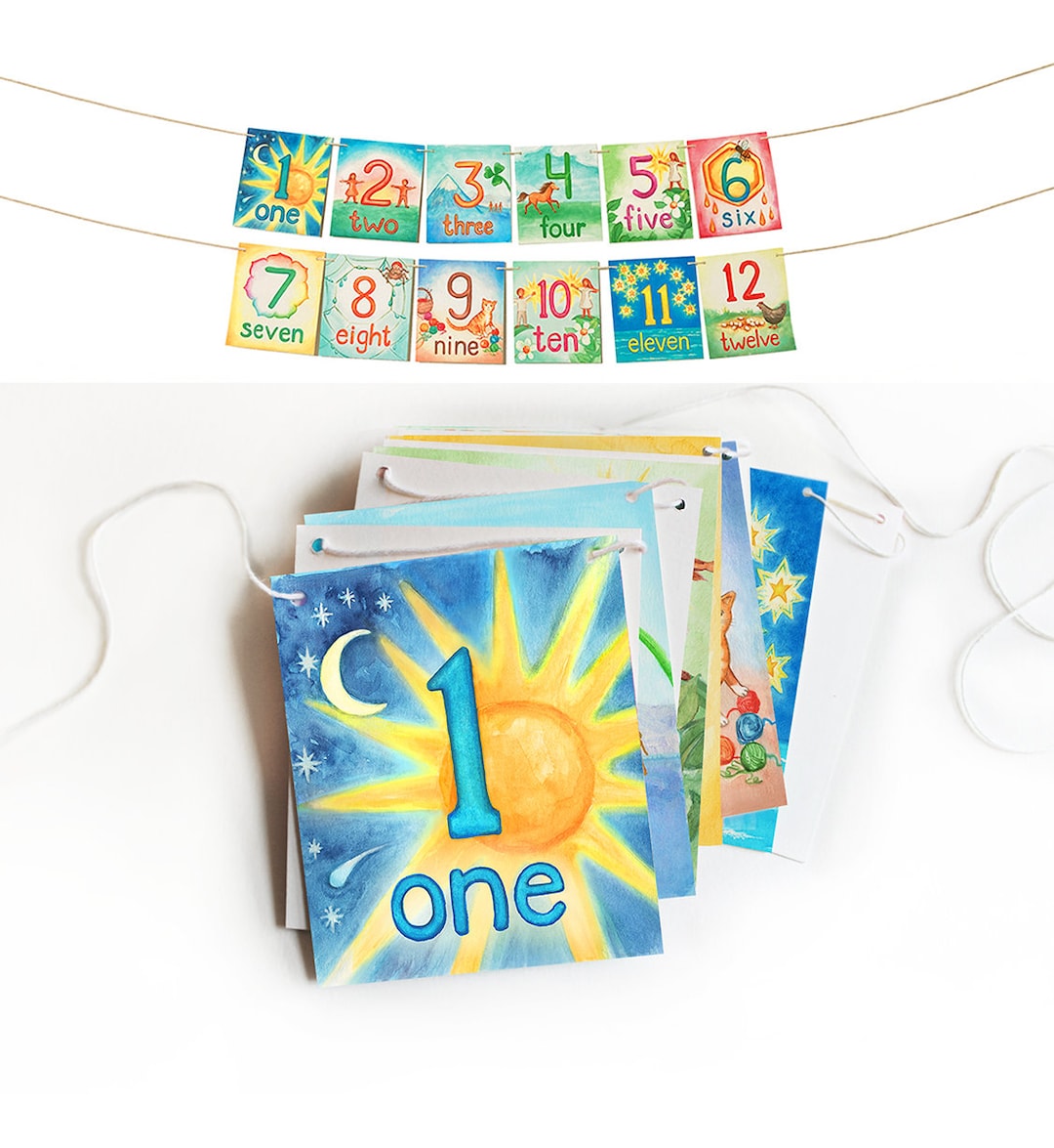 Number Garland / Waldorf / Watercolor / Quality of Numbers / Math Cards ...