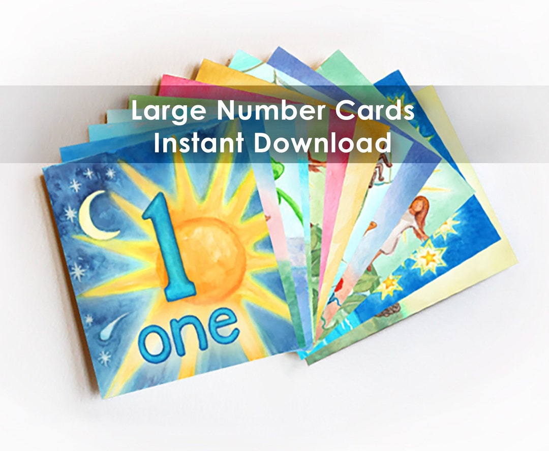 Number Cards / Waldorf Cards / Watercolor / Homeschool/ Classroom ...