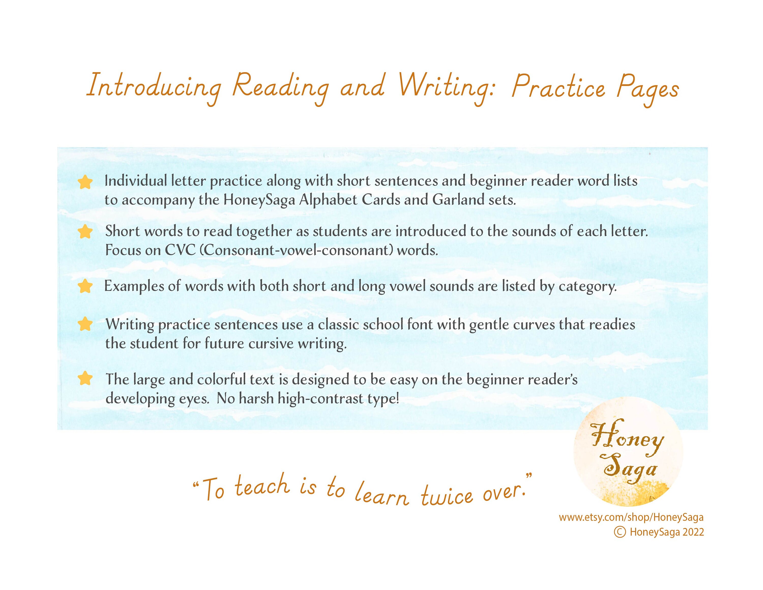 Reading & Writing Practice Pages / Alphabet / Waldorf / - Etsy
