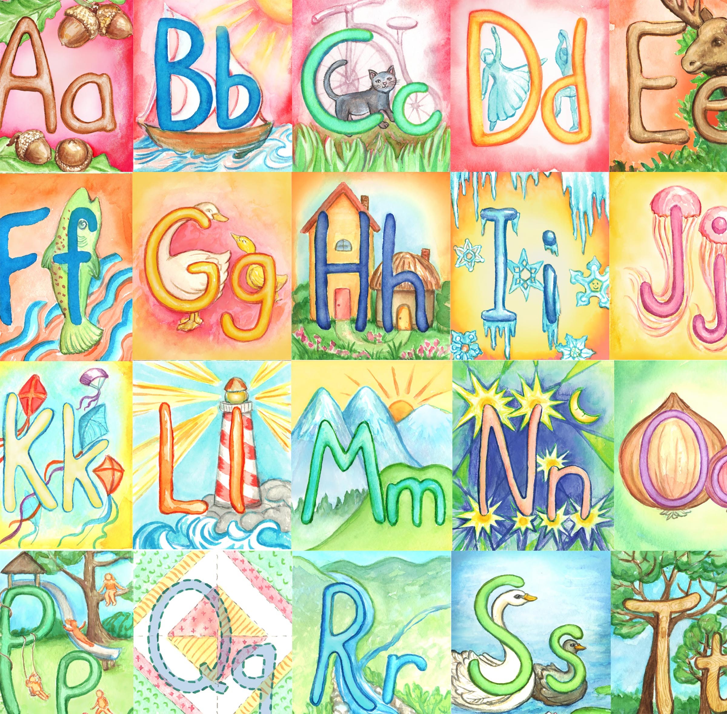 Alphabet Cards / Waldorf / Watercolor / Homeschool, Learn to Read - Etsy