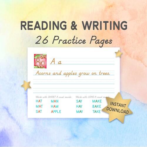 Reading & Writing Practice Pages / Alphabet / Waldorf / - Etsy