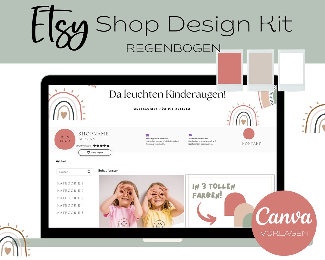 Etsy Shop Design Kit Playful Canva Templates for Item Images, Shop ...