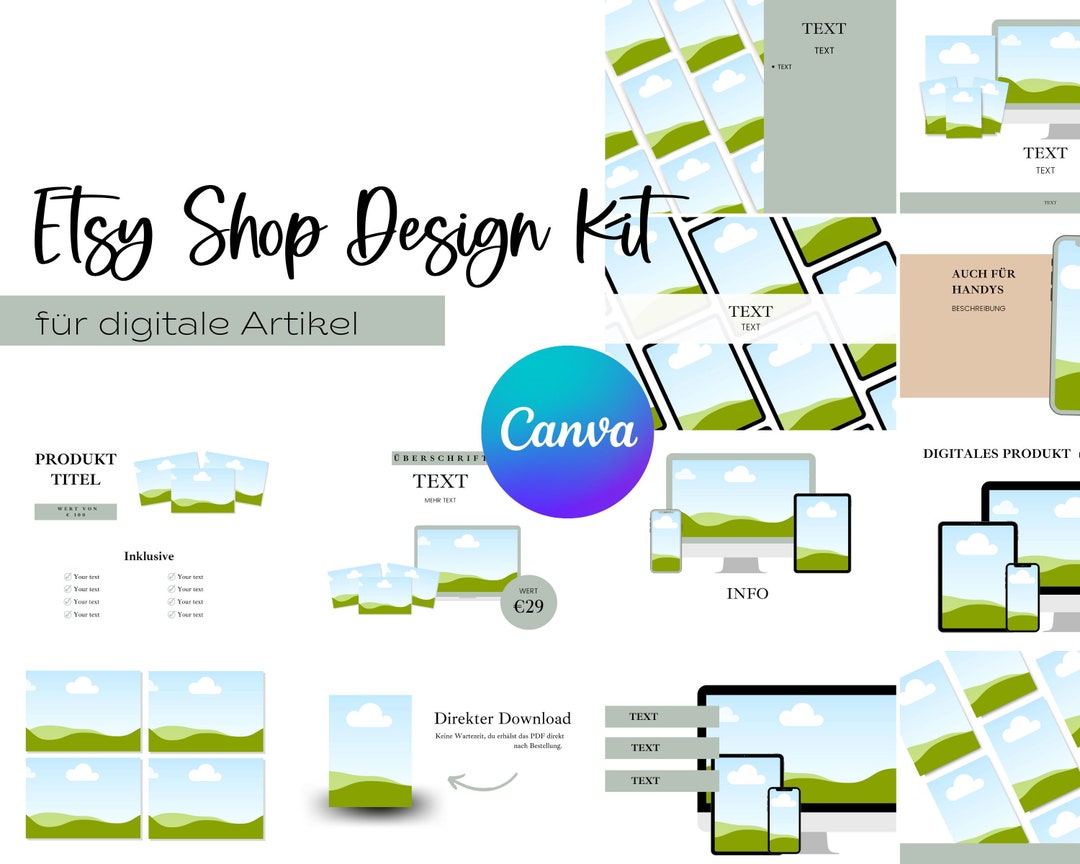 Etsy Shop Design Kit Digital Items Canva Templates for Item Images ...