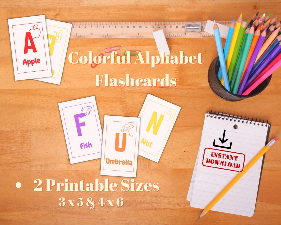 Printable Colorful Alphabet Flashcards - Digital Download - Fun ...