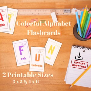 Printable Colorful Alphabet Flashcards Digital Download Fun Learning ...
