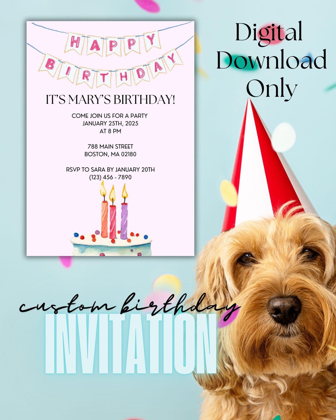 It's My Party - Instant Download - Customizable Design - Colorful ...