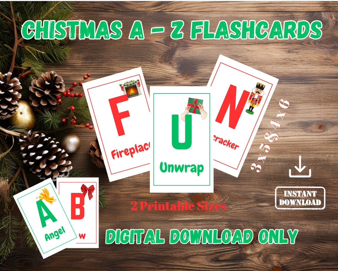 Printable Christmas Alphabet Flashcards Digital Download Fun Learning ...