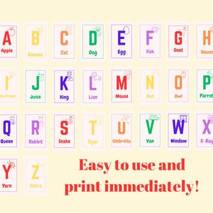 Printable Colorful Alphabet Flashcards - Digital Download - Fun ...