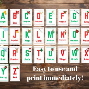 Printable Christmas Alphabet Flashcards Digital Download Fun Learning ...
