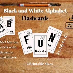 Black and White Alphabet Flashcards for Kids - Printable Learning Cards ...