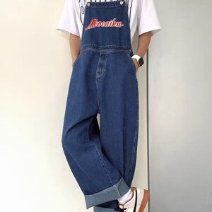 Japanese Vintage Overalls, Casual Loose Jumpsuit, Cowboy Plus Size ...