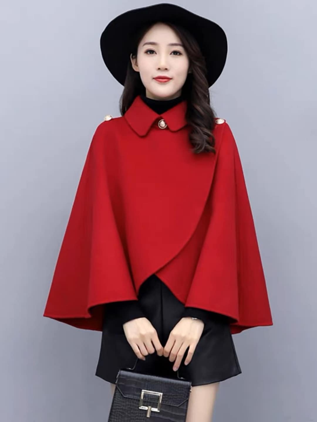 Winter Burgundy Cloak, Minimalist Cape Coat, Collar Poncho Jacket ...