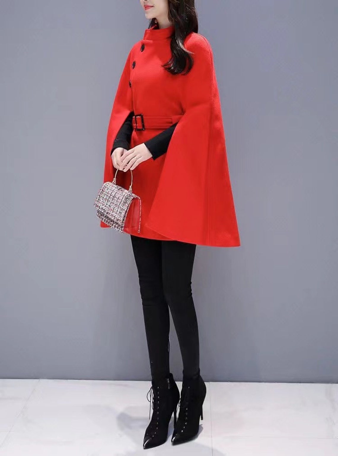 Red Cloak Christmas Cloak Winter Cape Coat Wool Poncho - Etsy