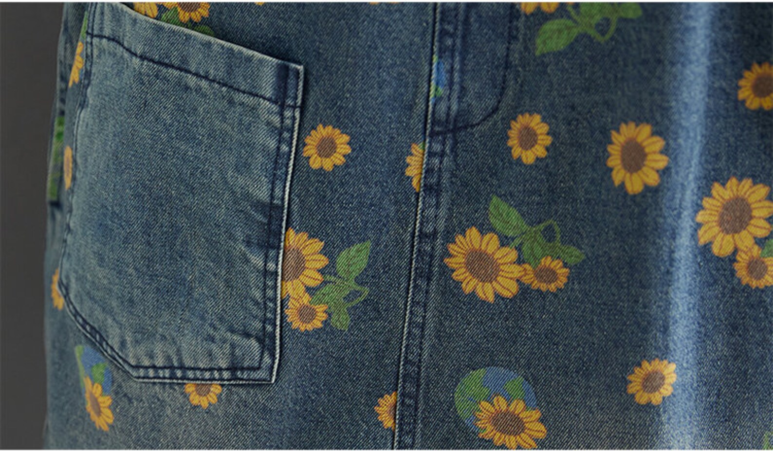 Women Denim Overalls Sunflower Print Jumpsuits Loose Wide - Etsy