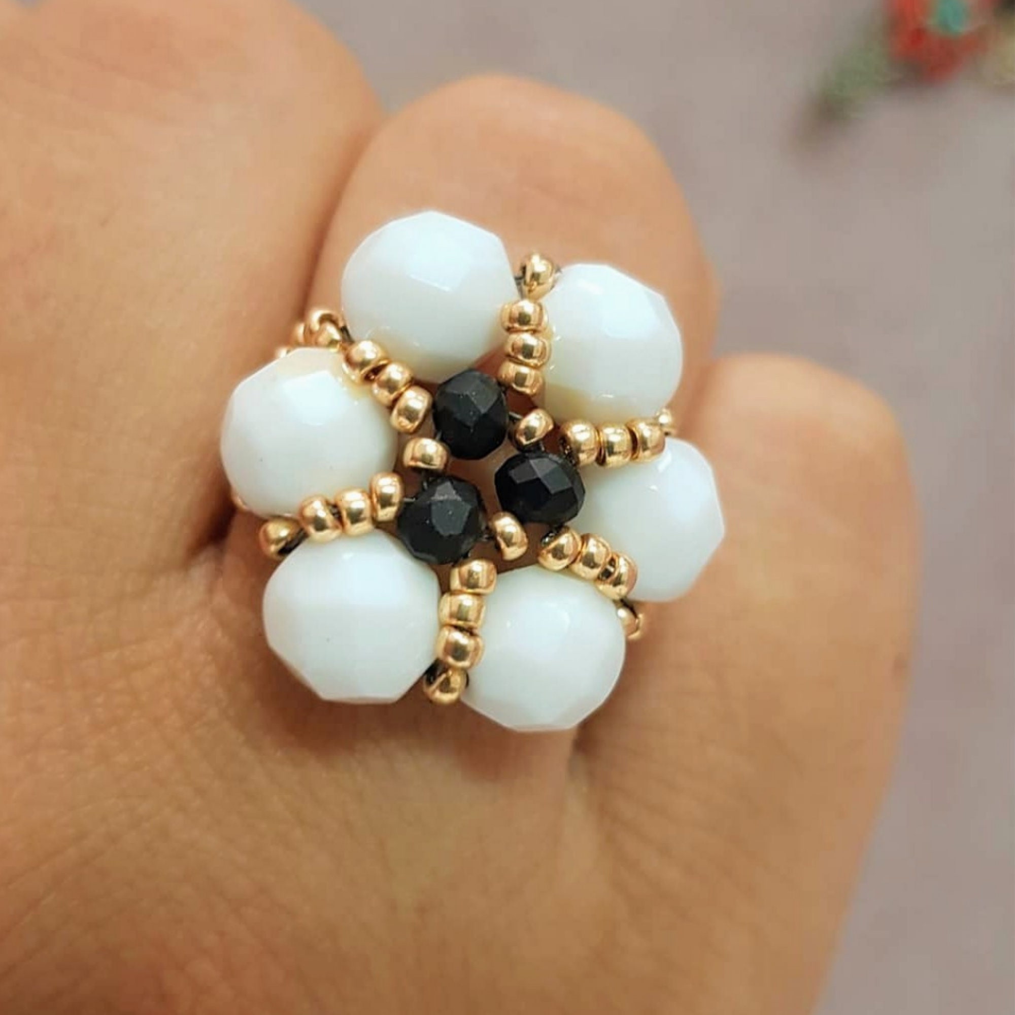 Beaded flower Ring Tutorial - Etsy
