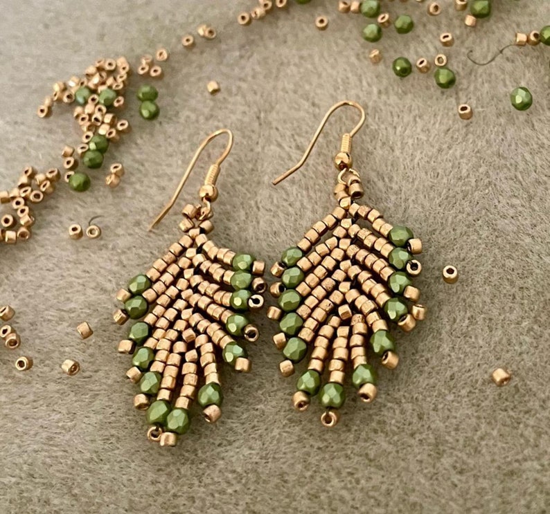 Beaded Leaf Earrings Tutorial Beadwork - Etsy