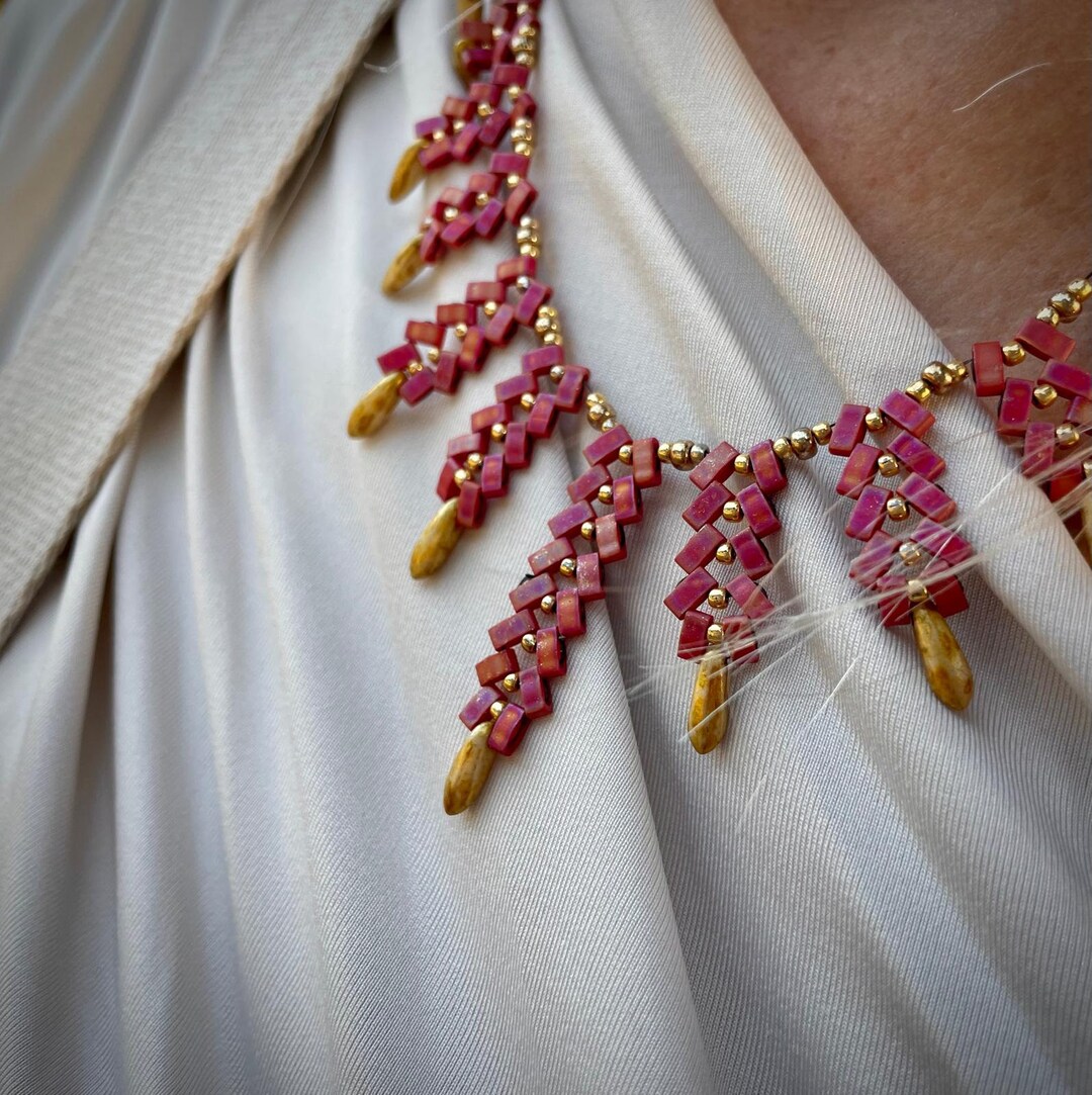 Triangular Half Tila Necklace Tutorial - Etsy