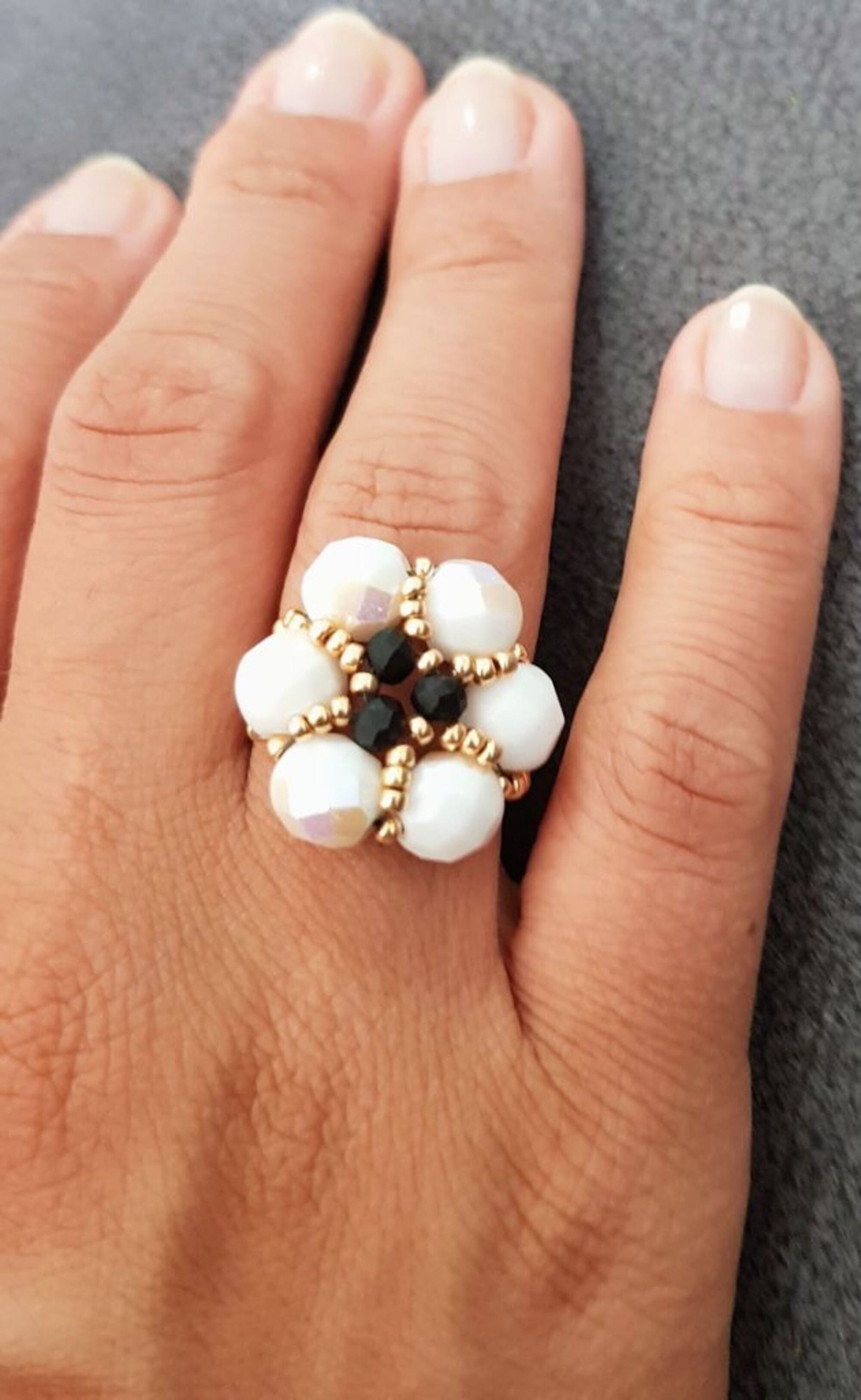 Beaded flower Ring Tutorial - Etsy