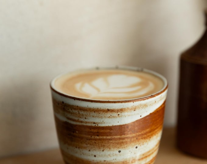 Handless Ceramic Coffee & Tea Mug - Ideal for Lattes, Holds Approx - 8 ...