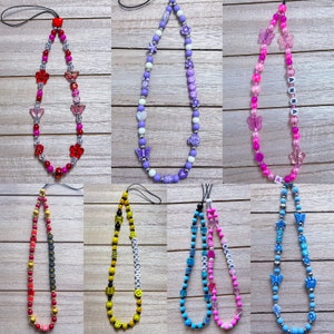 Personalised Beaded Phone Charm Mobile Strap Any Name or Text Any ...