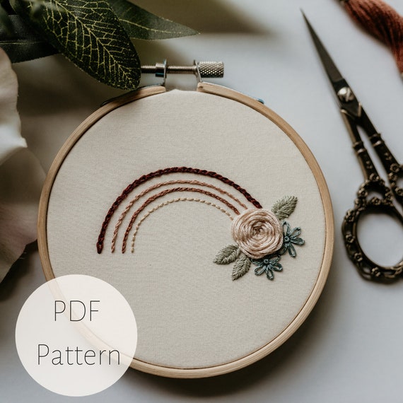 BEGINNER EMBROIDERY Floral Rainbow BEGINNER Embroidery - Etsy