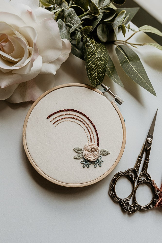 BEGINNER EMBROIDERY - Floral Rainbow - BEGINNER Embroidery Pattern ...