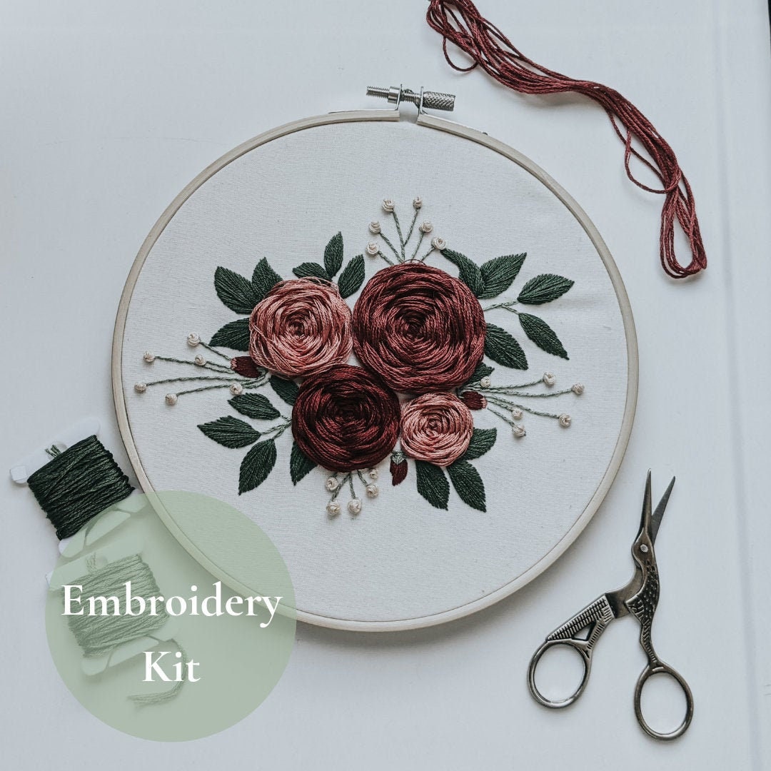 EMBROIDERY KIT Muted Roses - Etsy