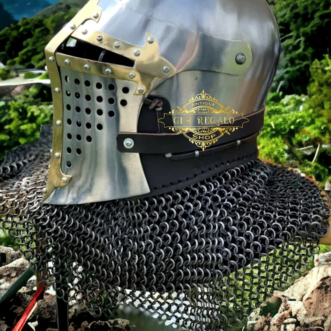 Handmade 18 Gauge Steel Chainmail Helmet - Medieval Knight Armor - Etsy