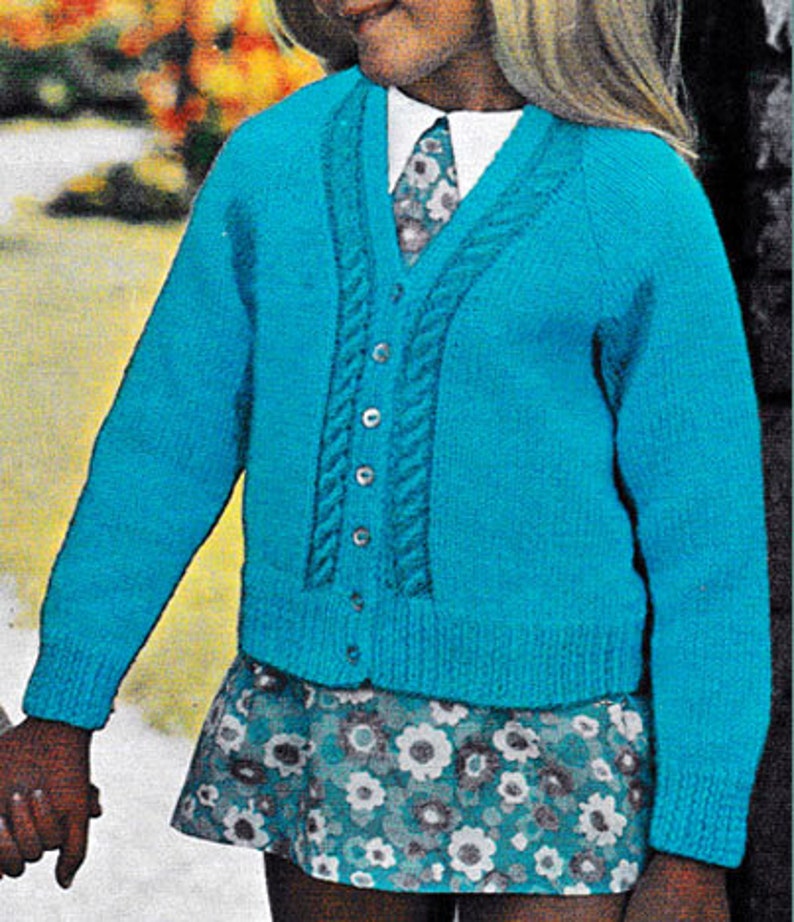 Vintage Girls Cardigan Knitting Pattern Instant Download 2 - Etsy