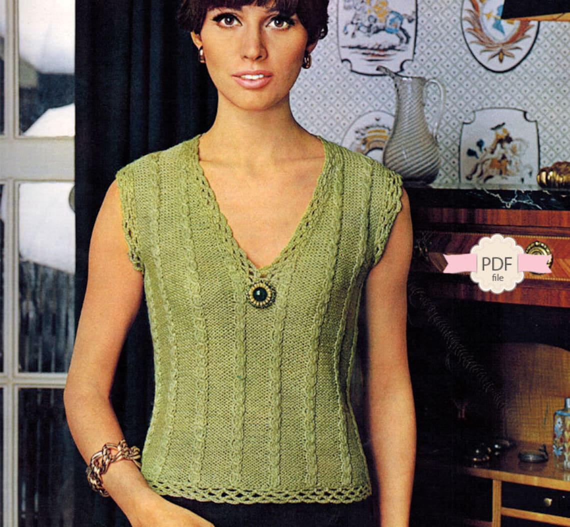 Knitting V-neck Womens Top Patterns / Womens Knitting Sweater ...