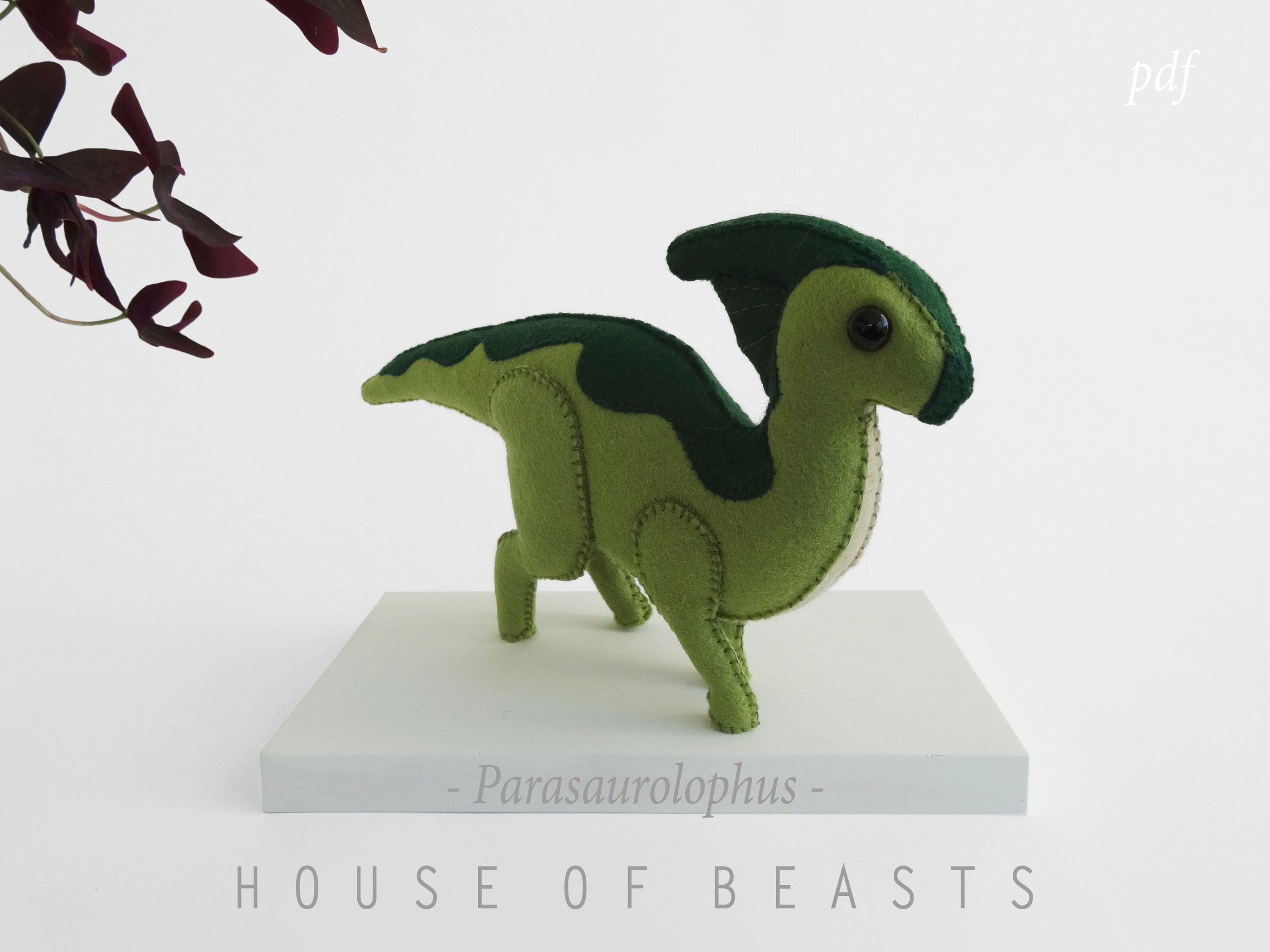 Parasaurolophus Dinosaur. DIY Stuffed Felt Animal Pattern and - Etsy