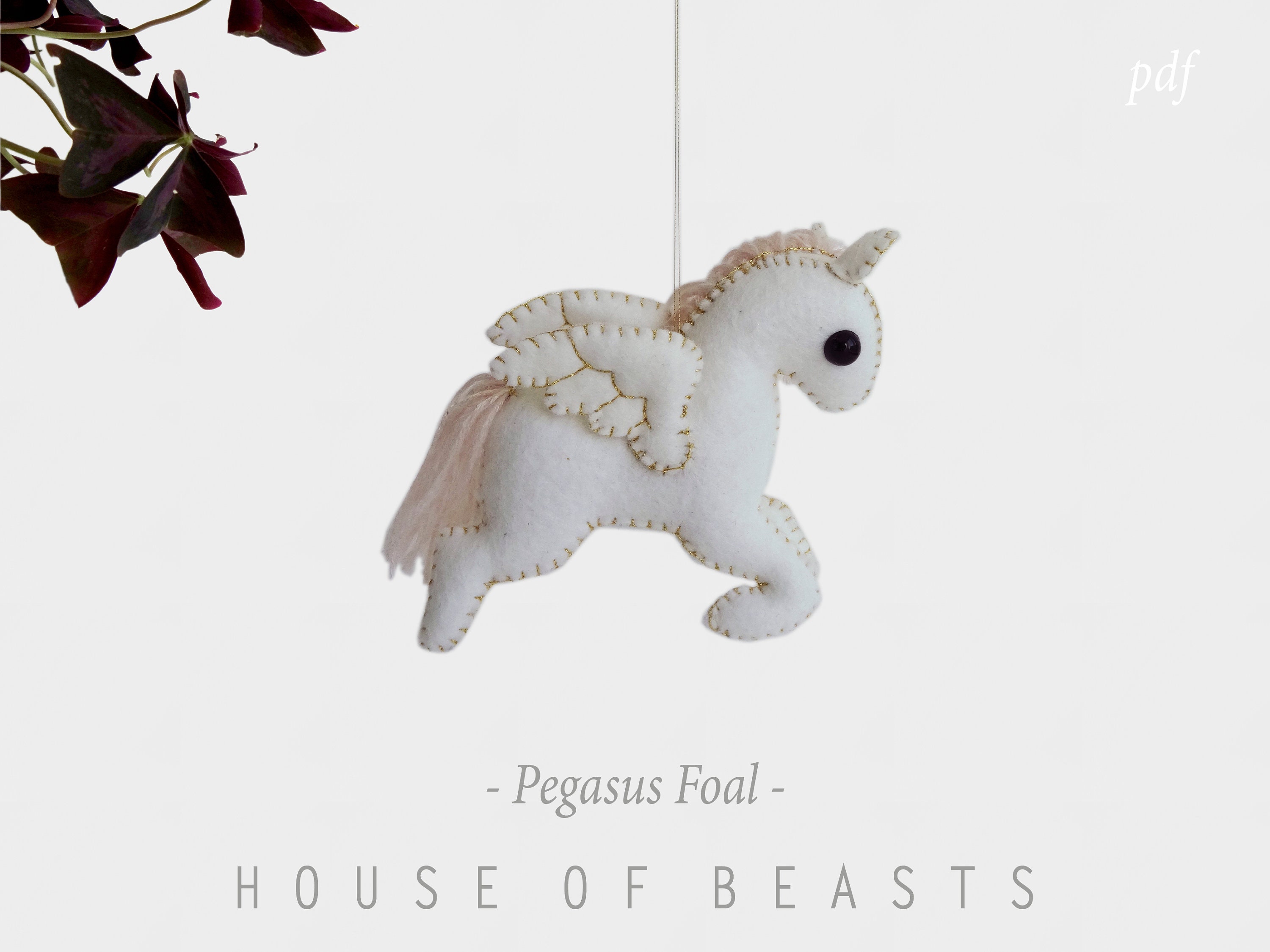 Pegasus & Unicorn Foals. DIY Stuffed Felt Animal. Sewing Pattern and ...