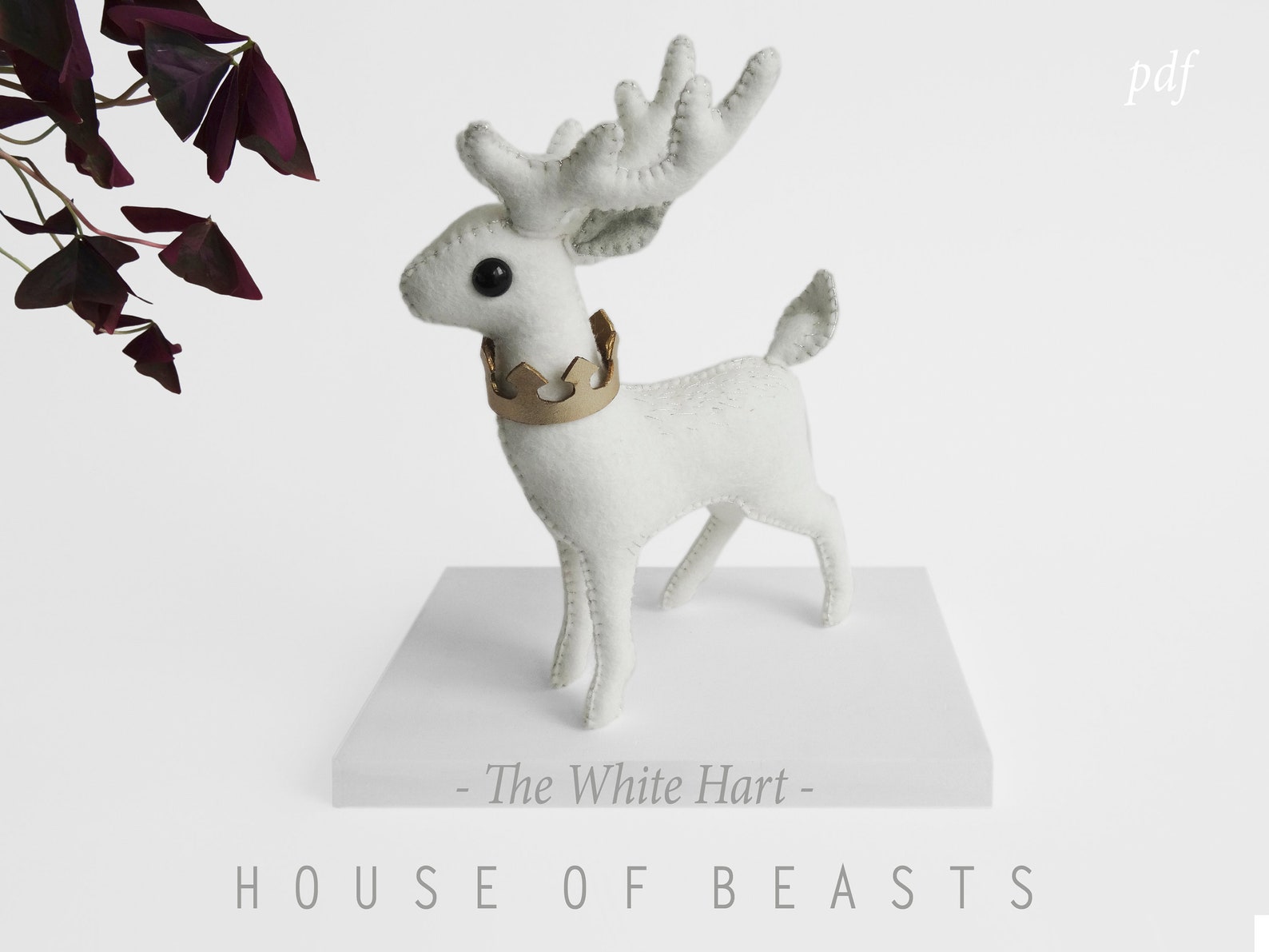 Deer/ Fallow Deer/ the White Hart. DIY Felt Animal. Sewing Pattern and ...
