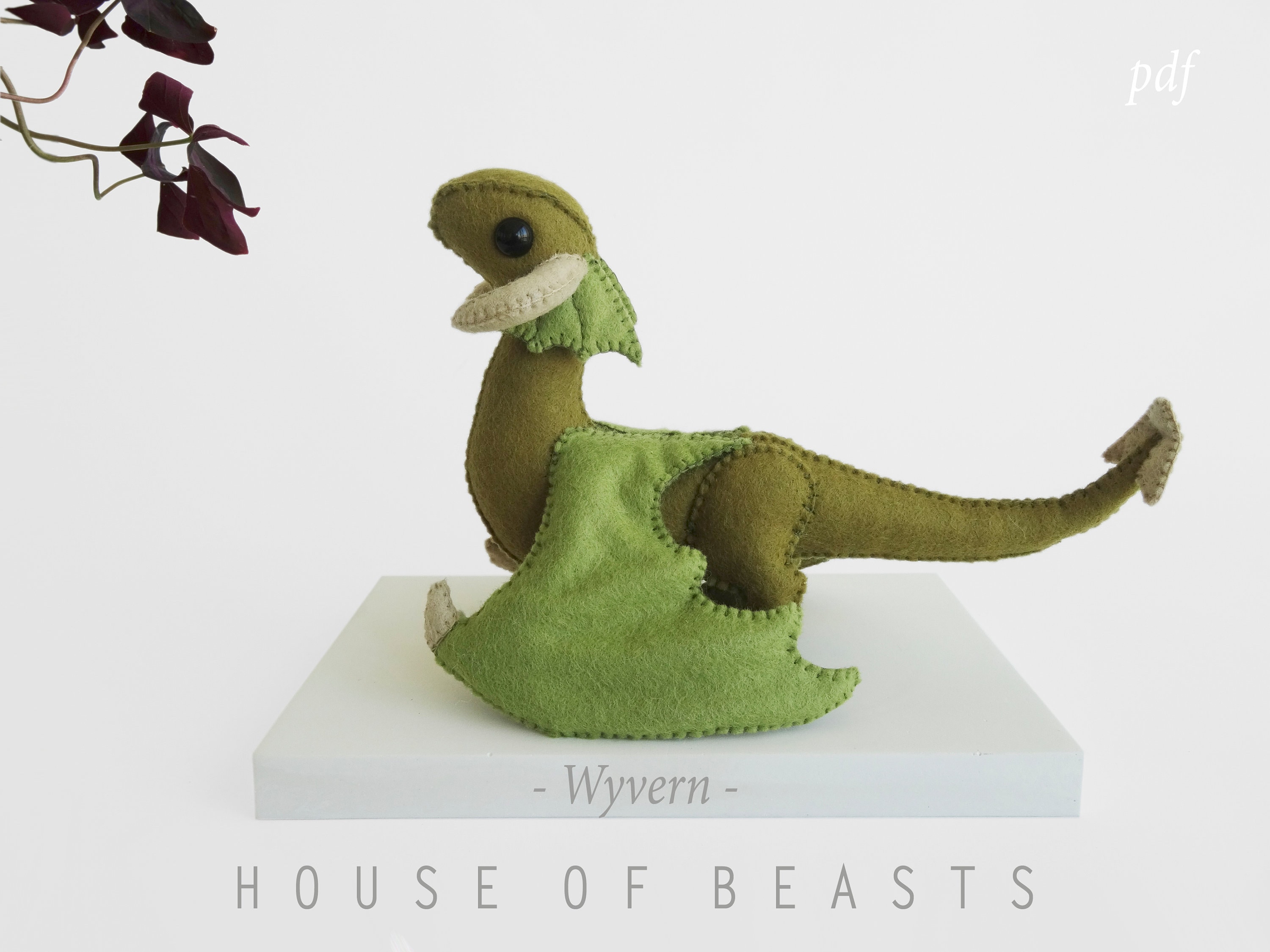 Wyvern. DIY stuffed felt animal pattern and guide. | Etsy