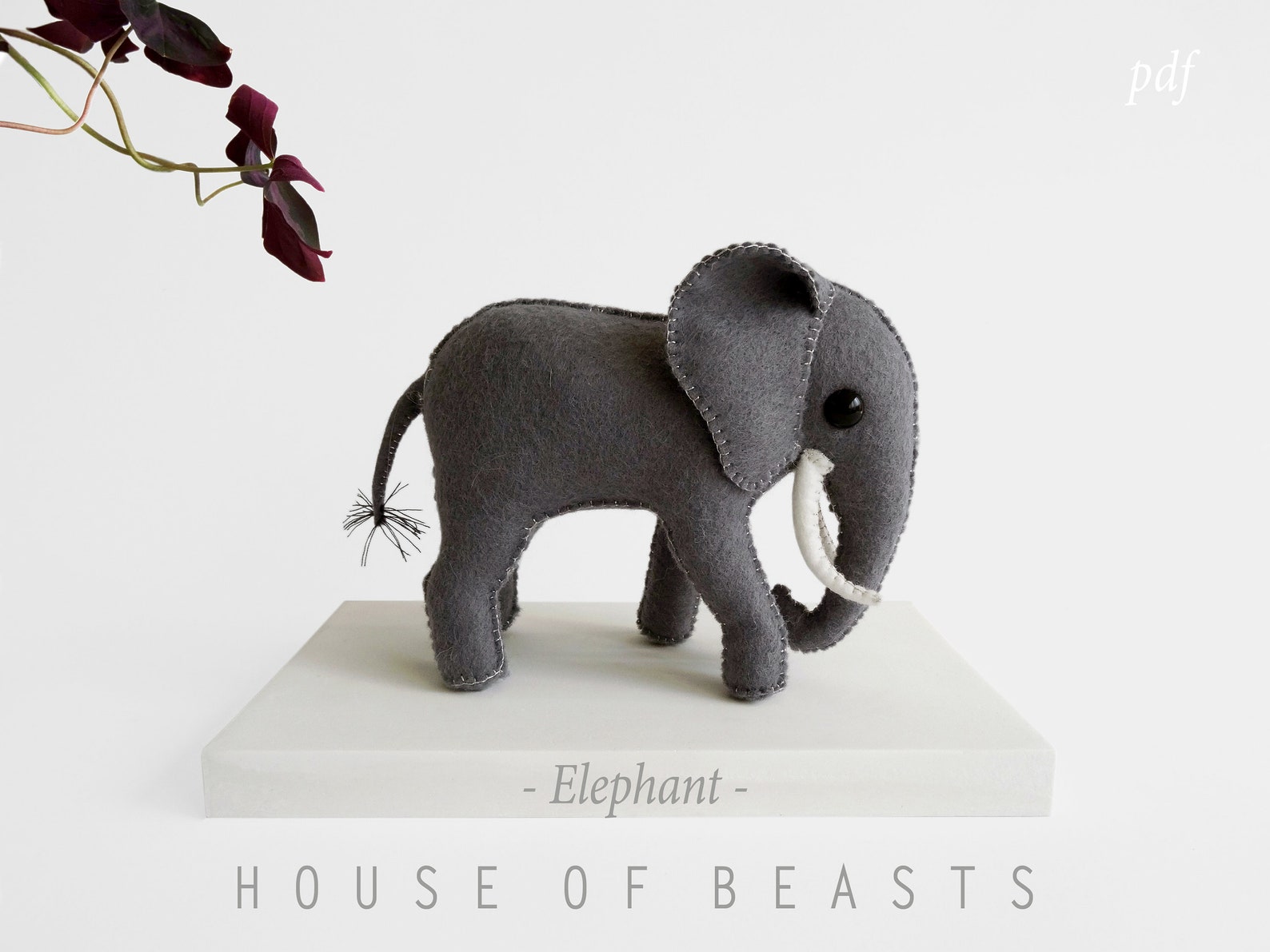 Elephant. DIY Stuffed Felt Animal. Sewing Pattern and Guide. | Etsy