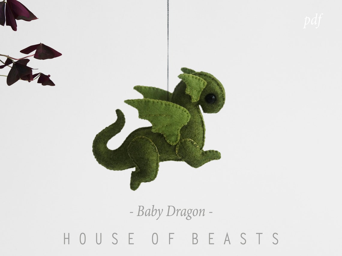 Baby Dragon. DIY Stuffed Felt Animal Pattern and Guide. - Etsy