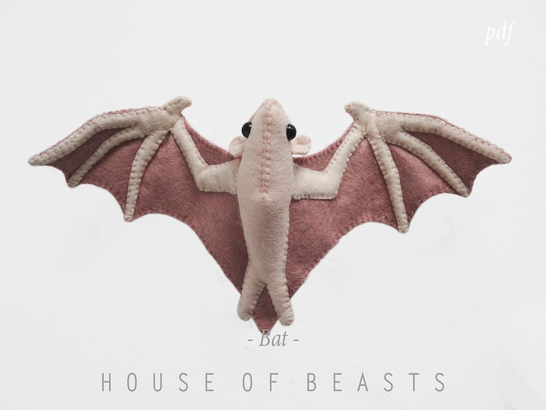 Bat. DIY Stuffed Felt Animal Pattern and Guide - Etsy