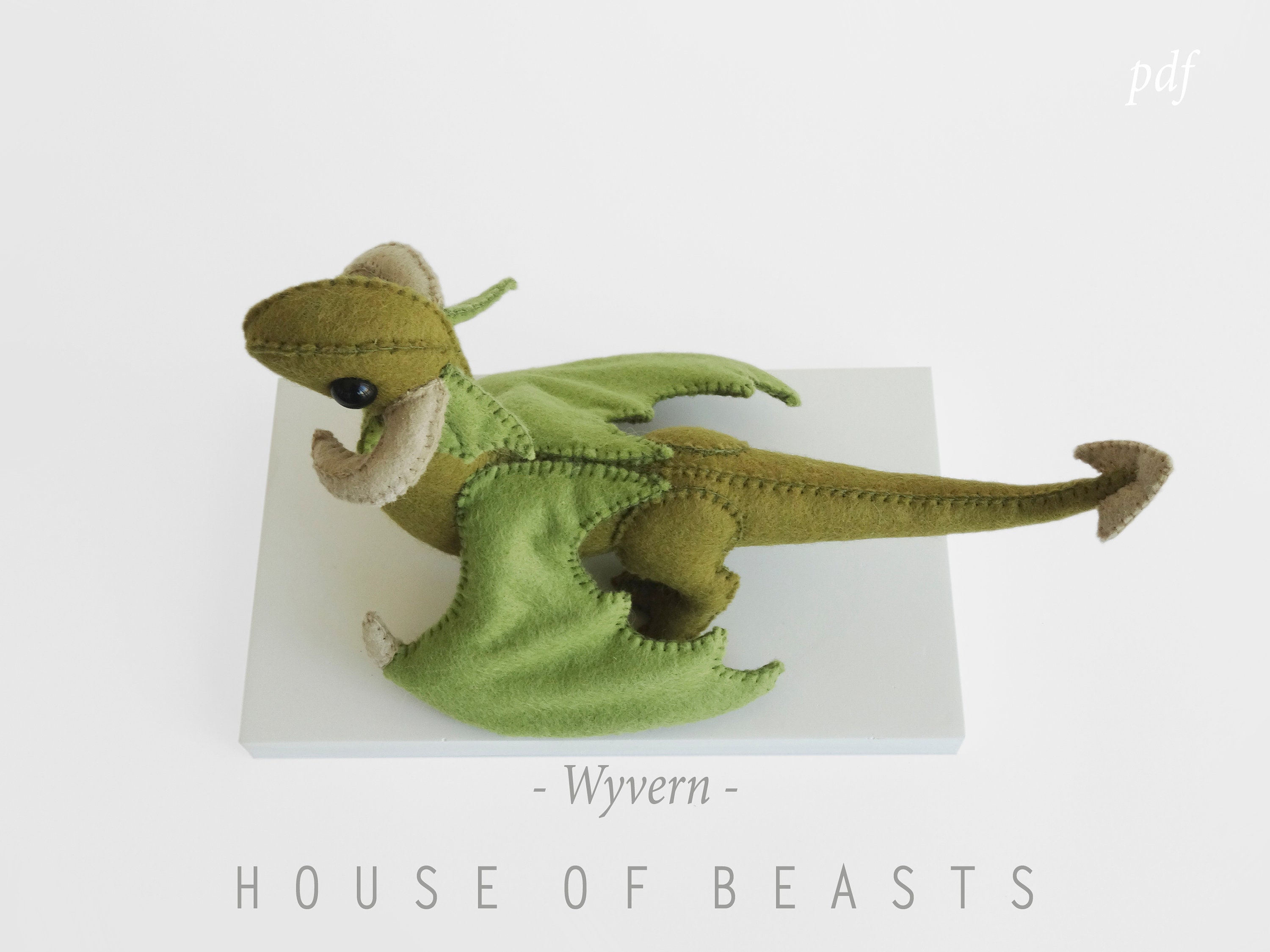 Wyvern. DIY stuffed felt animal pattern and guide. | Etsy