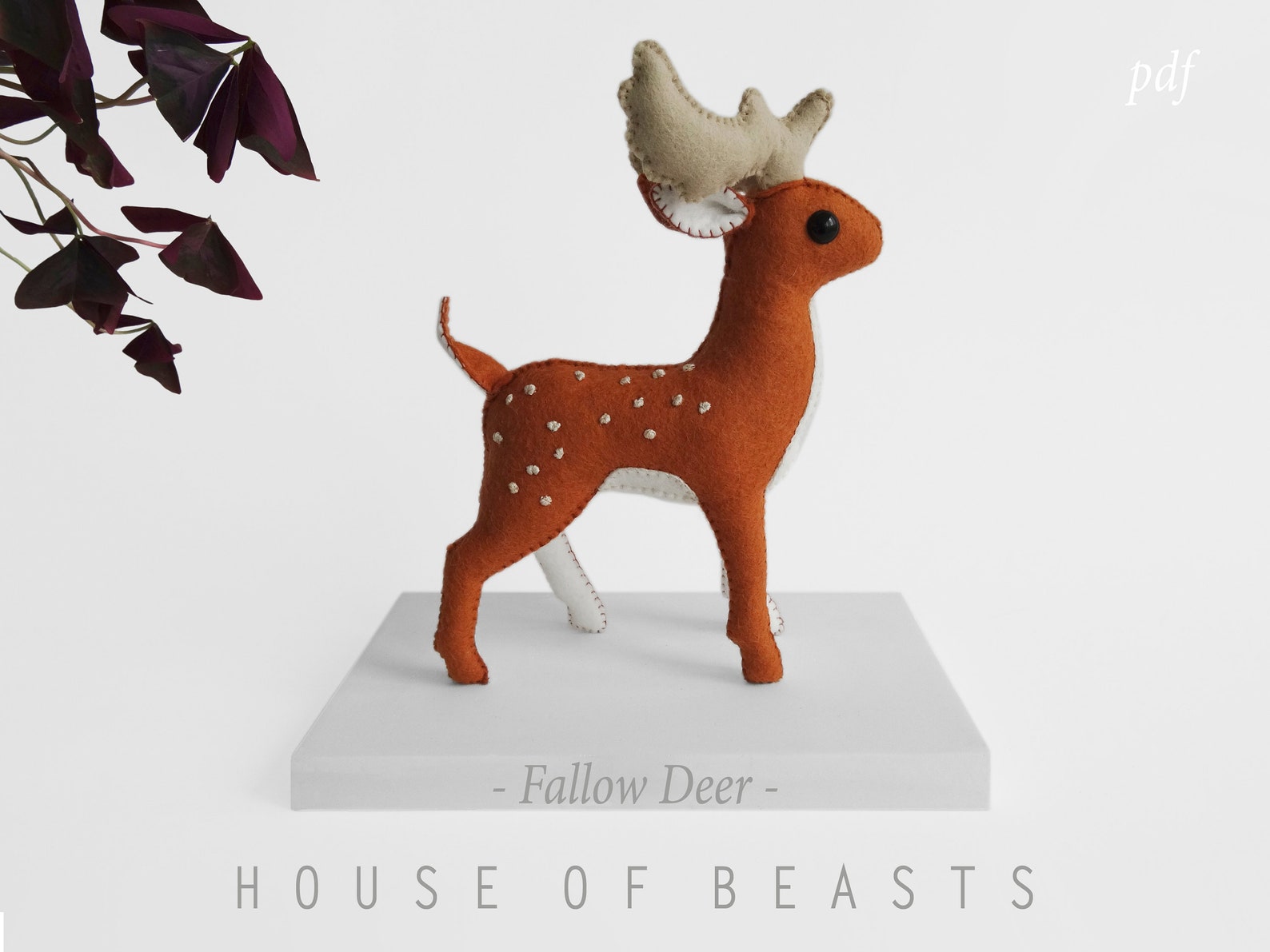Deer/ Fallow Deer/ the White Hart. DIY Felt Animal. Sewing Pattern and ...