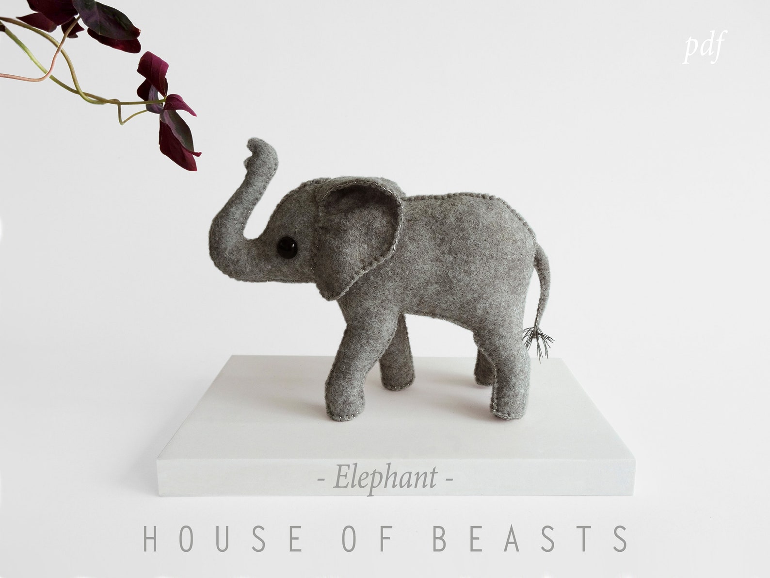 Elephant. DIY Stuffed Felt Animal. Sewing Pattern and Guide. | Etsy