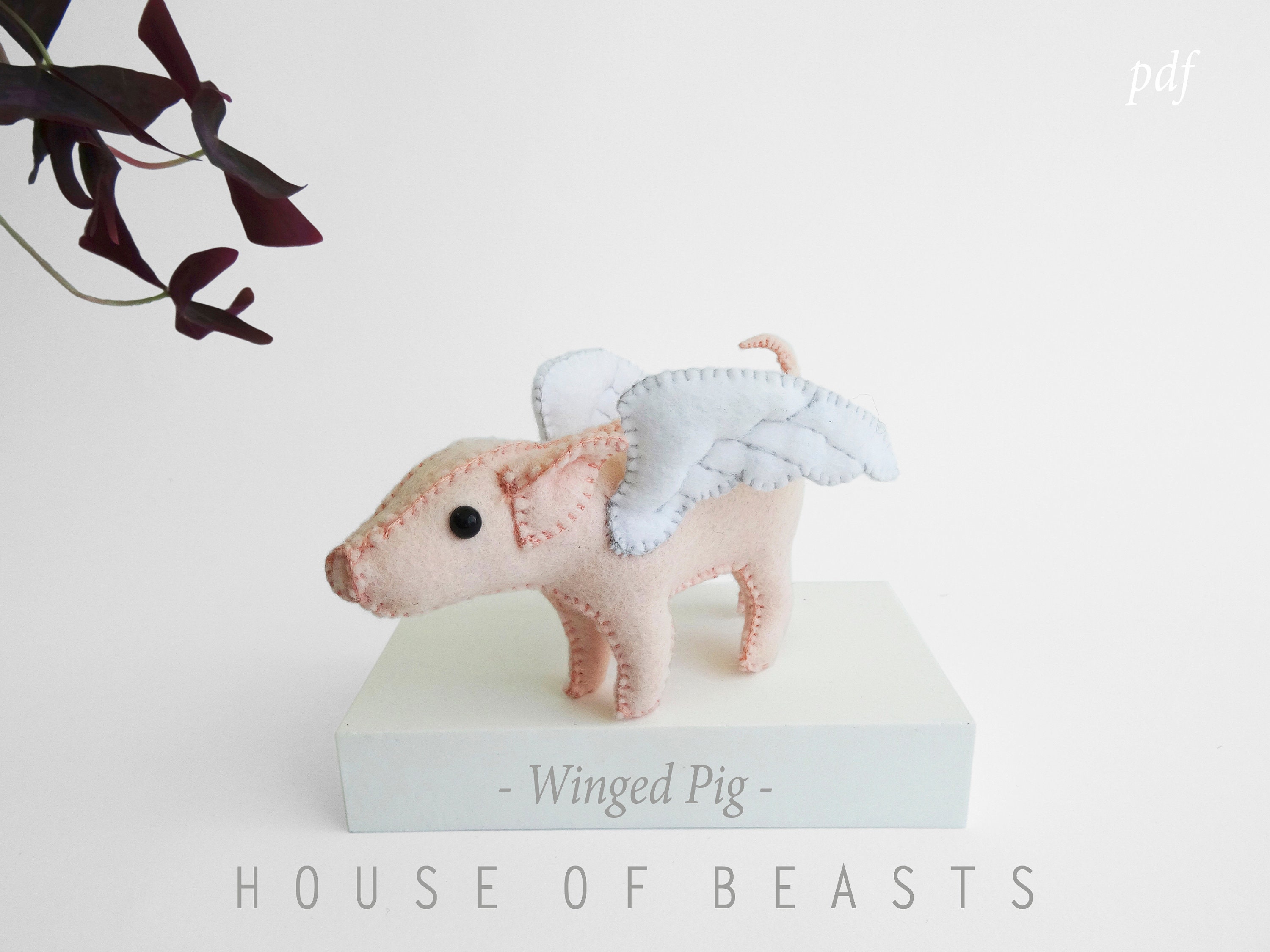 Winged Pig / Flying Pig Felt Pig. DIY Felt Pattern and Guide - Etsy