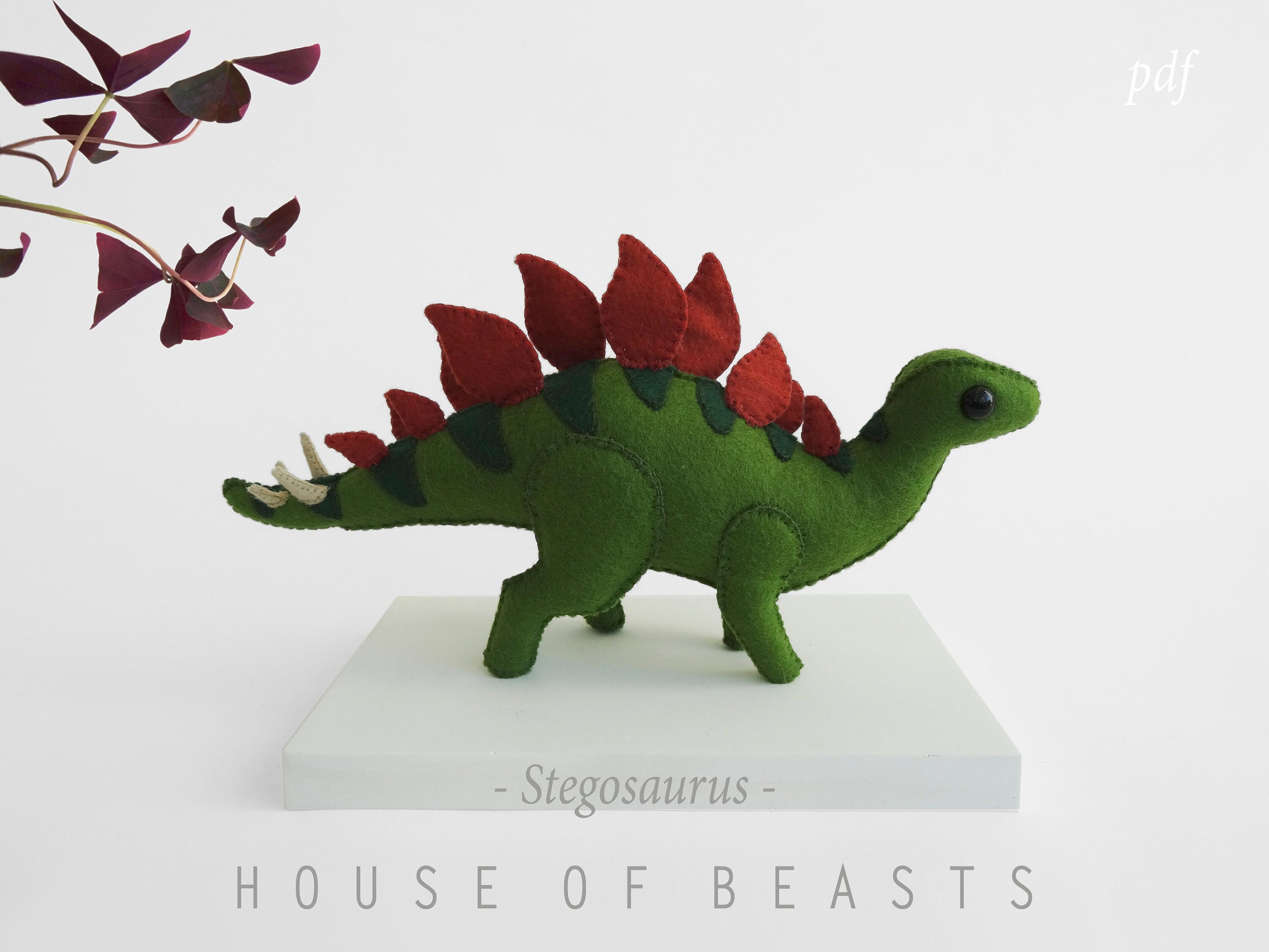 Stegosaurus Dinosaur. DIY Stuffed Felt Animal Pattern and | Etsy