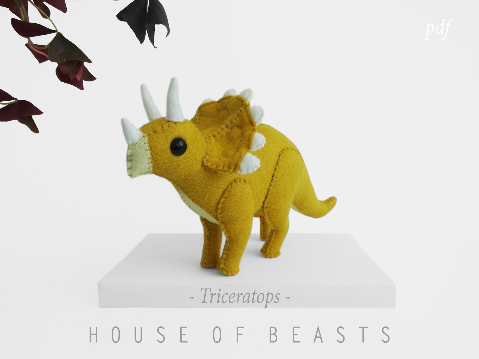 Triceratops Dinosaur. DIY Stuffed Felt Animal Pattern and | Etsy