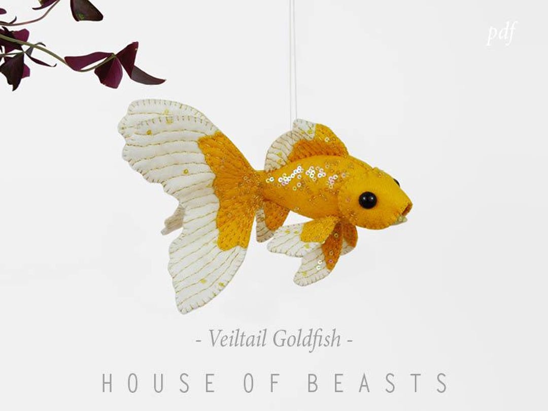 Veiltail Goldfish. DIY Stuffed Felt Animal Pattern and Guide. - Etsy