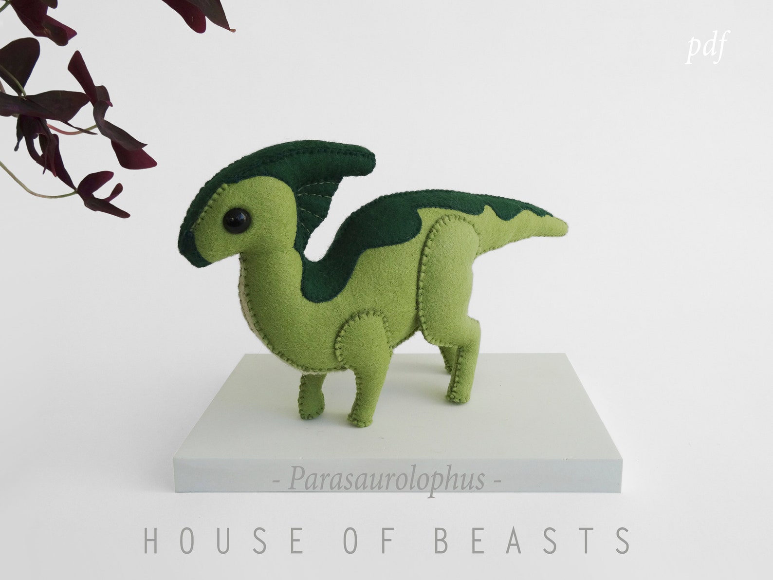Parasaurolophus Dinosaur. DIY Stuffed Felt Animal Pattern and - Etsy