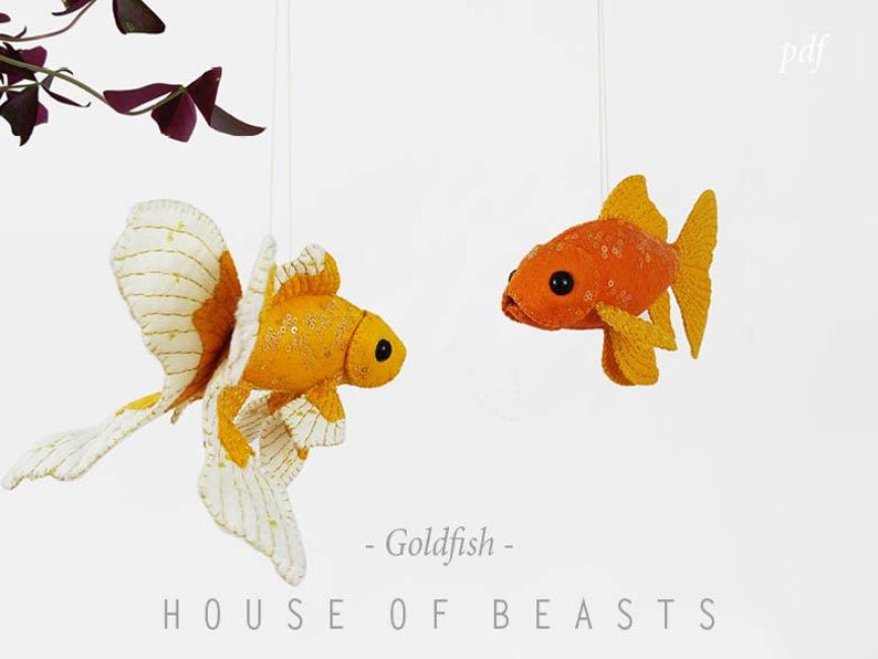 Veiltail Goldfish. DIY Stuffed Felt Animal Pattern and Guide. - Etsy