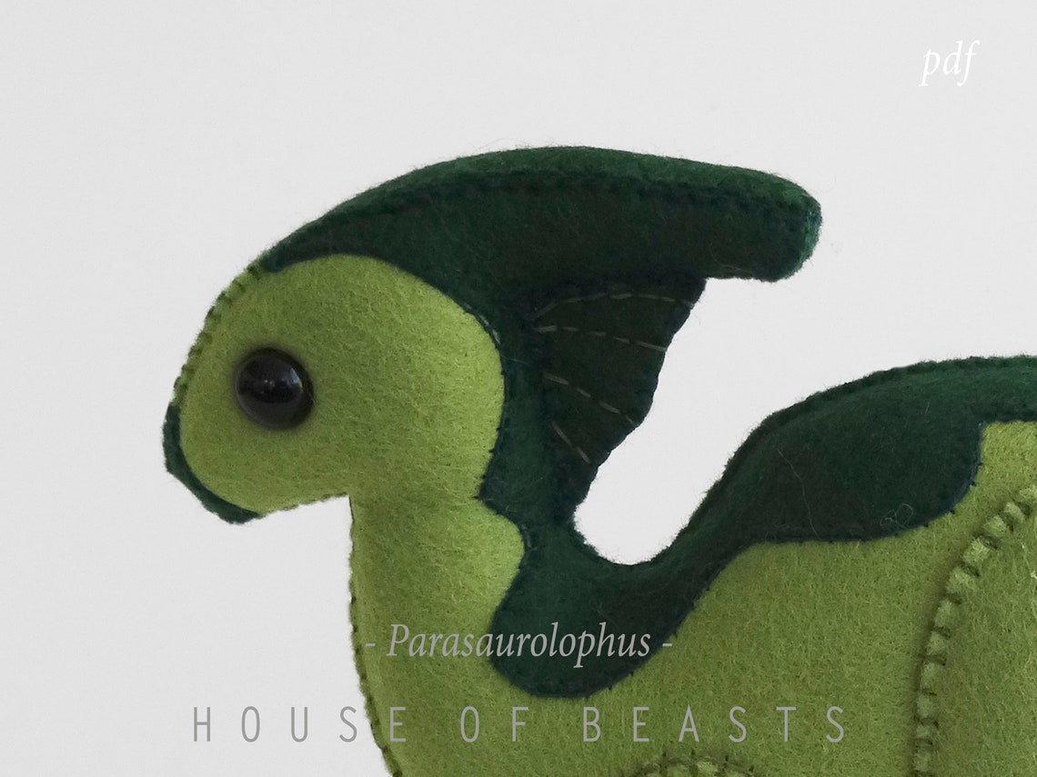 Parasaurolophus Dinosaur. DIY Stuffed Felt Animal Pattern and - Etsy