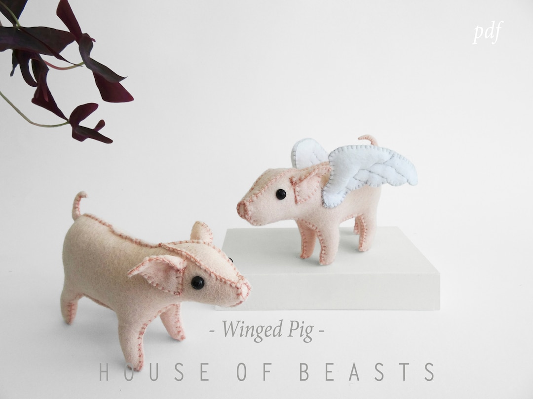 Winged Pig / Flying Pig, Felt Pig. DIY Felt Pattern and Guide - Etsy