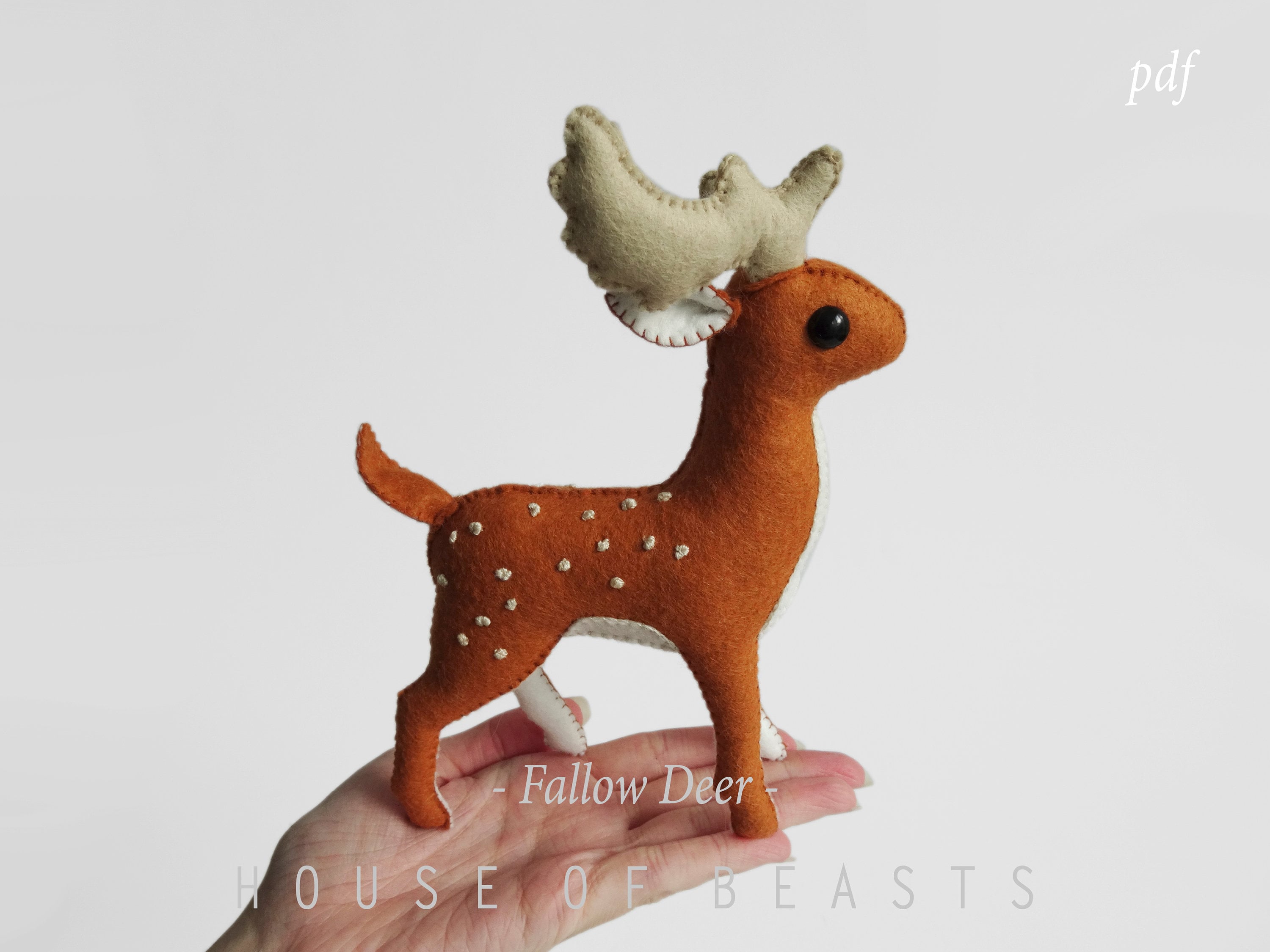 Deer/ Fallow Deer/ the White Hart. DIY Felt Animal. Sewing Pattern and ...